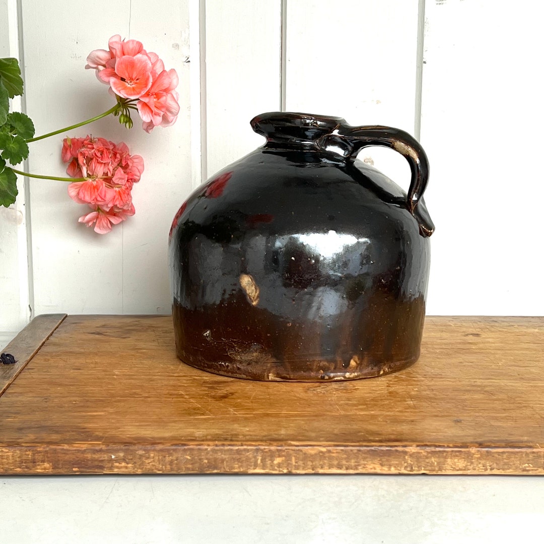 1 Gallon Brown Glazed Crock Jug With Pour Lip 8" Wide X 7 3/4” High ...