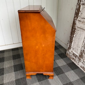 Secretary Desk, Three Drawer Drop Front Dresser W Brass Hardware, One ...