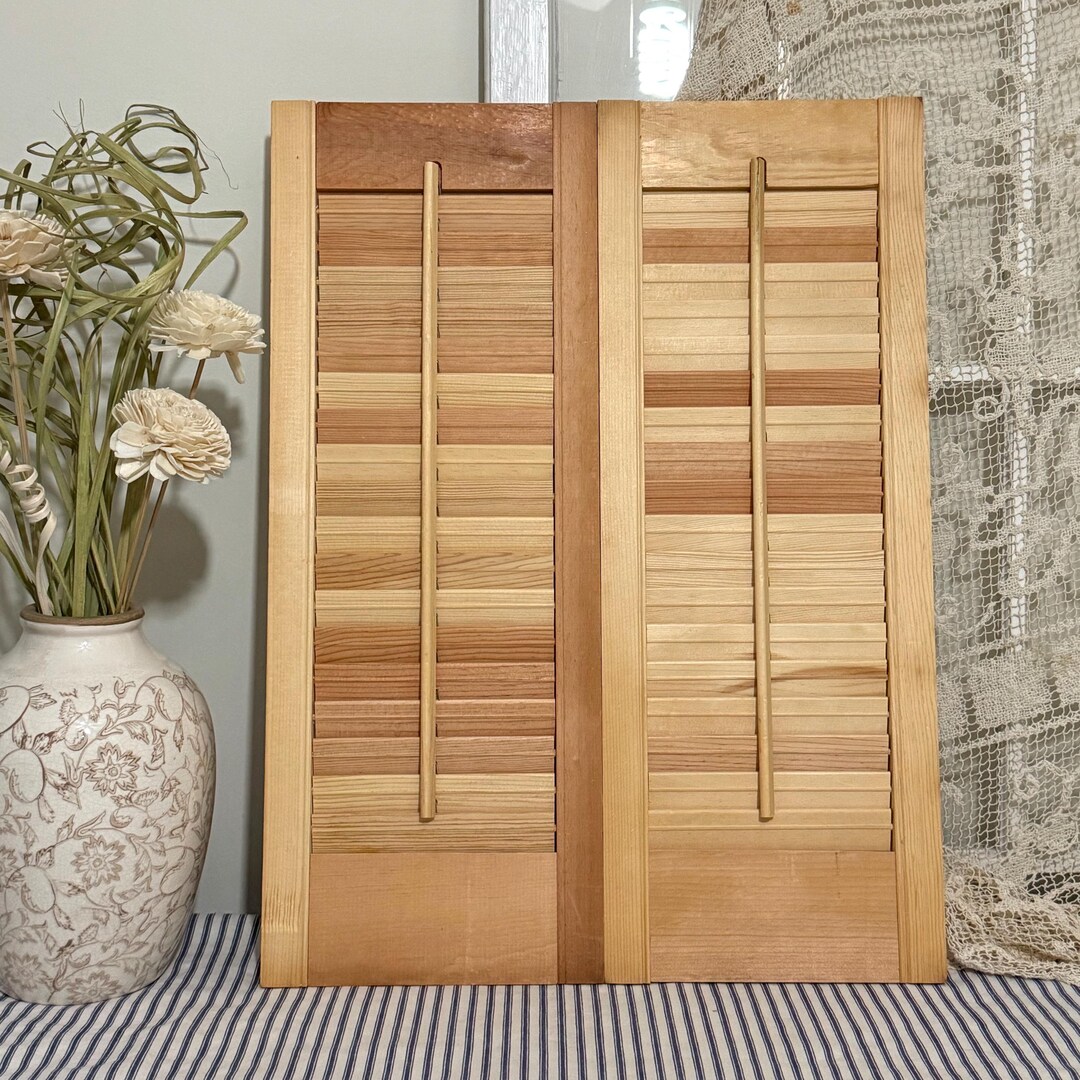 2 Shutter Pannels 24 in High X 9 in Wide Unfinished Wooden Interior ...
