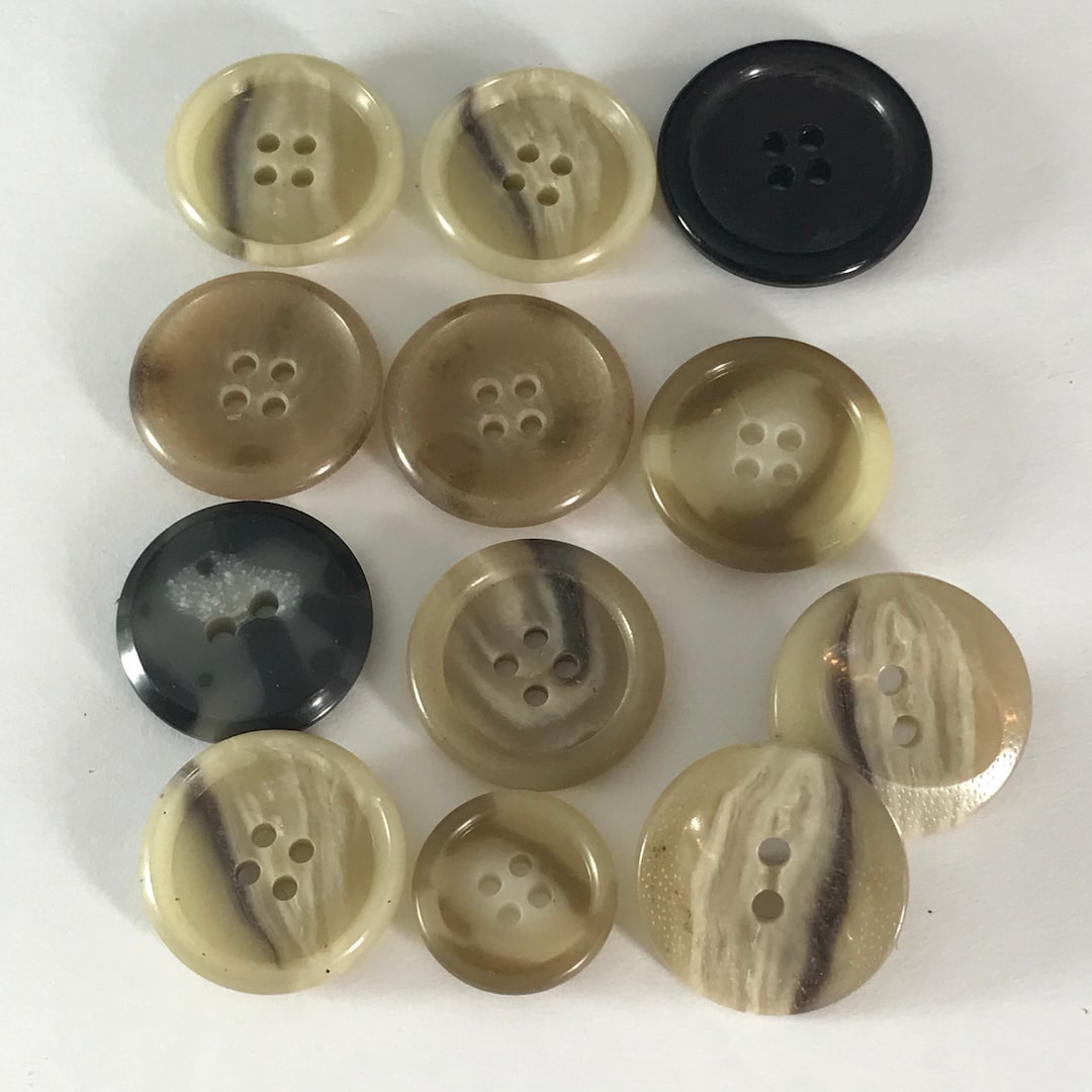 12 - Assorted Buttons Tan and Brown 2 & 4 Hole Decorative Sewing, Craft ...