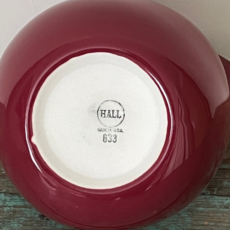 Vintage Hall's Burgundy Ball Pitcher With Ice Guard Spout - Etsy
