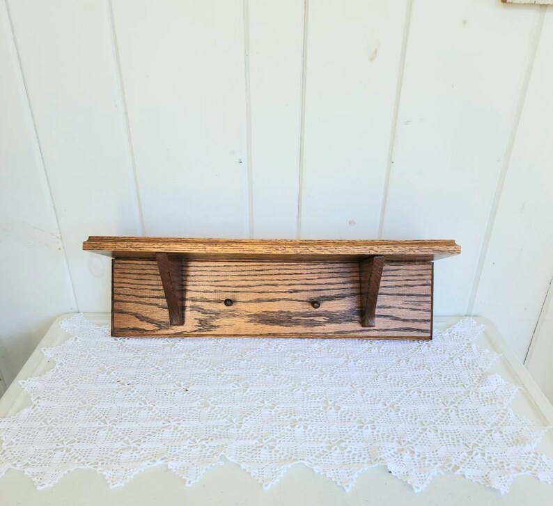 20 1/2 Shaker Style Wall Shelf Solid Oak W 2 Small Pegs - Etsy
