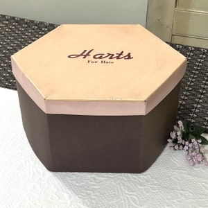 Vintage Hat Box Hexagon "harts for Hats" Purple and Pink (brown and ...