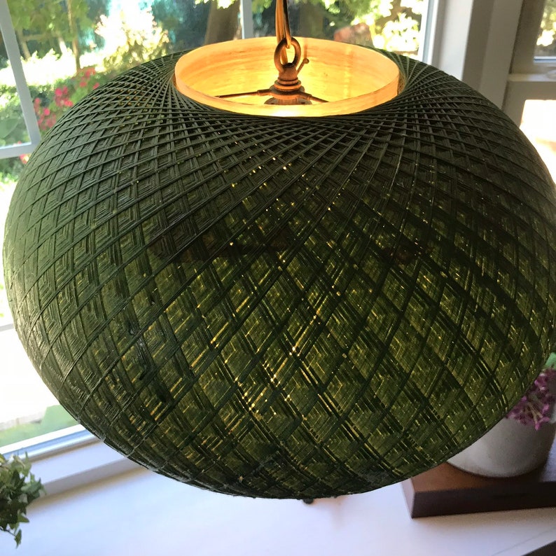 Green Swag Spaghetti Fiberglass String Hanging Lamp Gold | Etsy