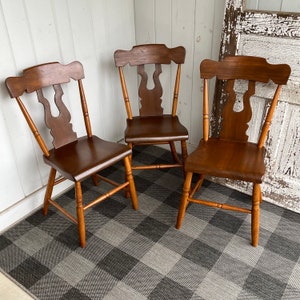 1 Vintage Wooden Fiddle-back Chair Primitive Farmhouse Country Kitchen ...