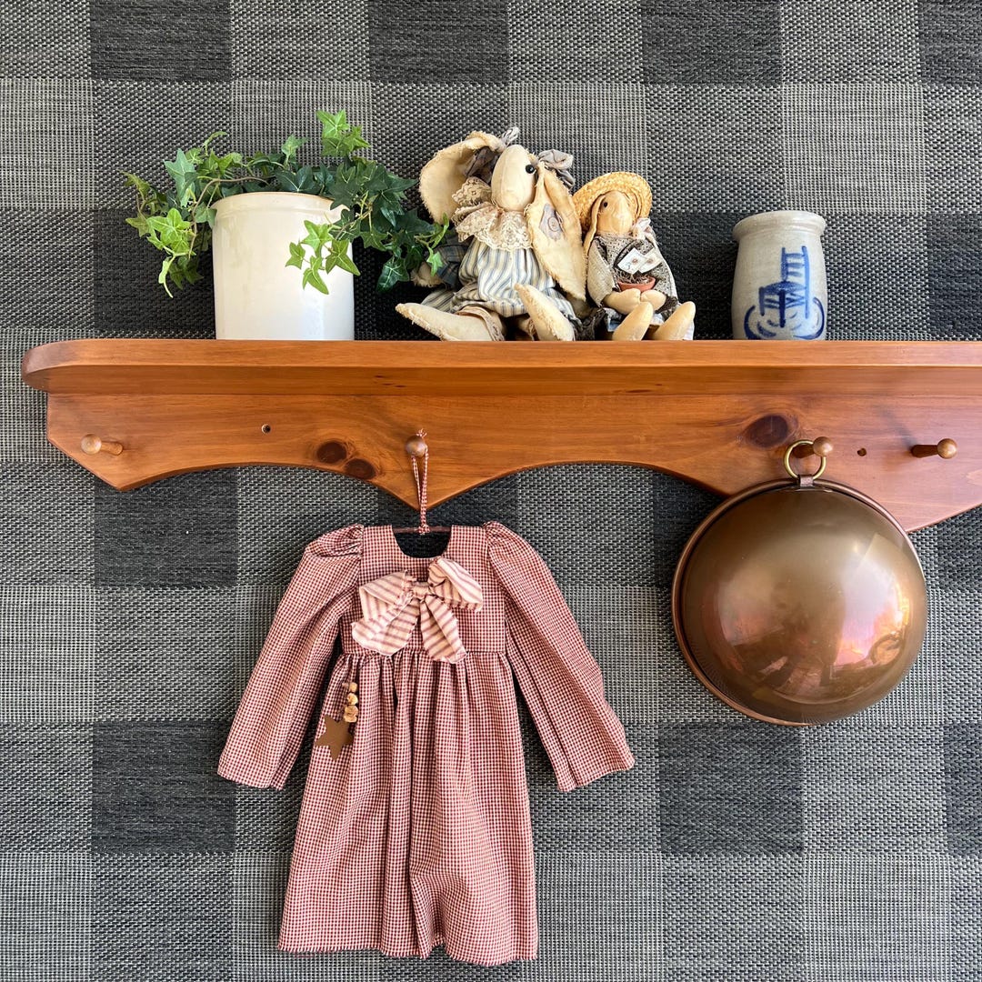 Wall Shelf 72" Shaker Style Pine Primitive Country Farmhouse Home Decor ...
