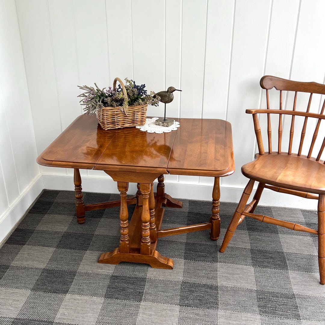 Ethan Allen Drop Leaf Side Table Traditional Nutmeg Maple Gate Leg End ...
