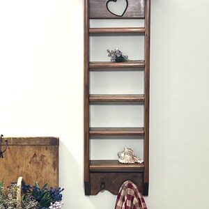 31 Tall Thin Wall Shelf 2 Pegs 6 Shelves Country Home Decor Farmhouse ...