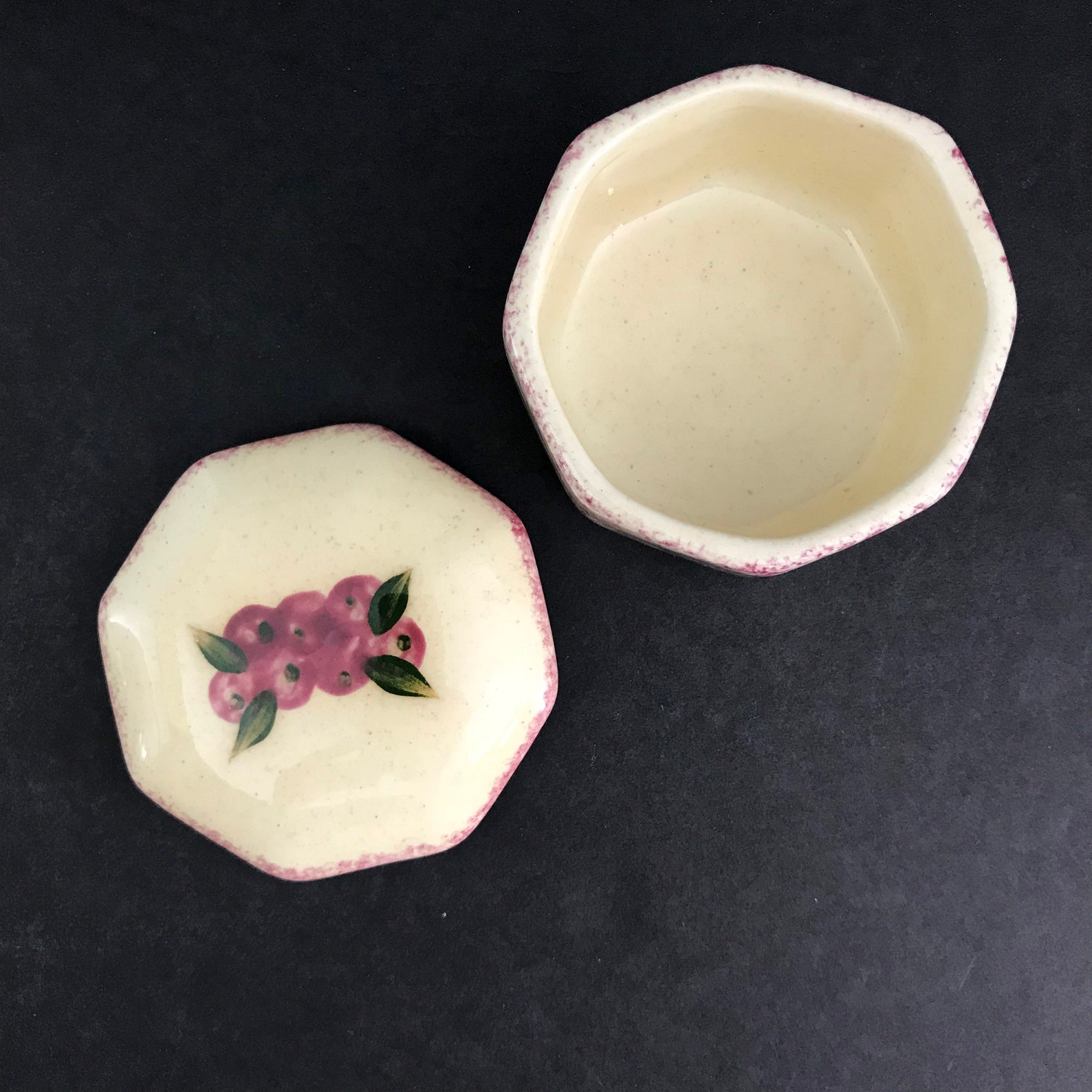 Trinket Box With Cherry/cranberry Motif on Lid 3 Wide X - Etsy