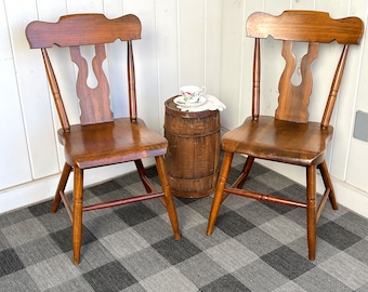 Vintage Wooden Fiddle Back Chair Primitive Farmhouse Country Kitchen ...