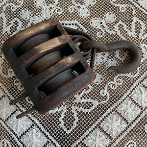 Block Triple Pulley Star Pulley Barn Farm Industrial Boston & Lockport ...