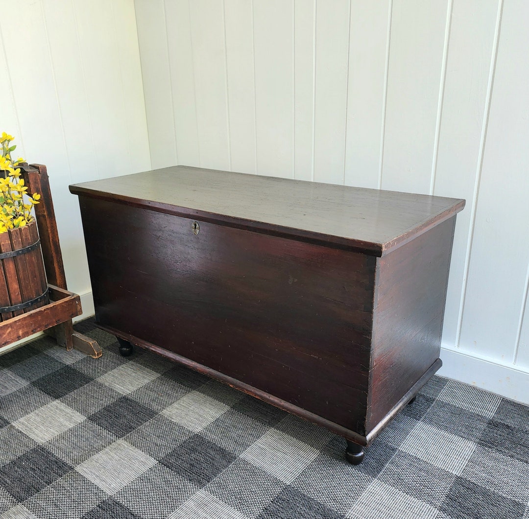 Antique Primitive Storage Blanket Chest Hope Chest Dark Walnut With the ...