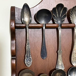 Vintage Spoon Rack W/ 18 Pc. Spoon Collection - 10 3/4" Wide and 18 ...