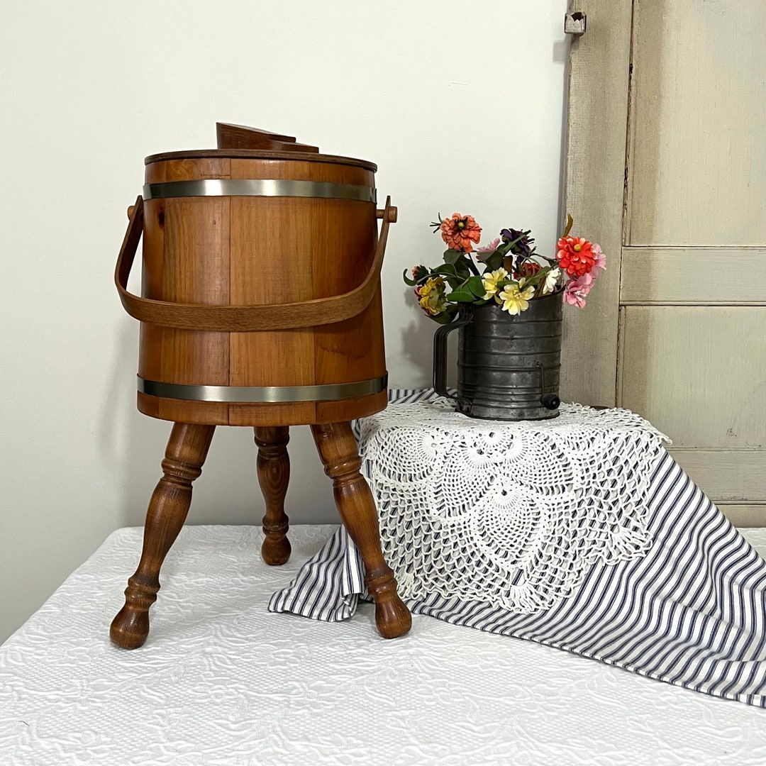 Vintage Wooden Firkin Bucket Shoe Shine Cobblers Box Primitive Shaker ...