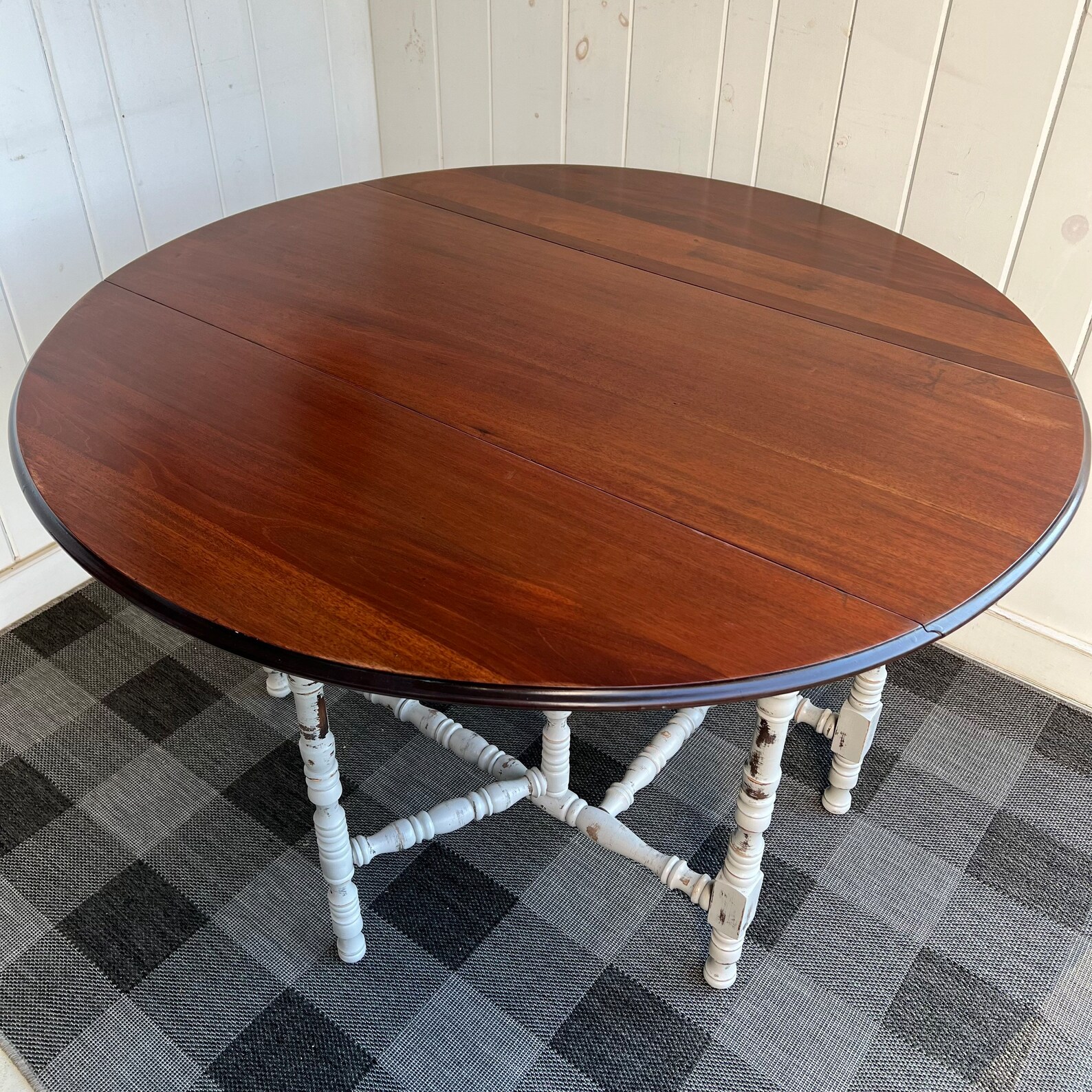 48 Round Dropleaf Gateleg Table Dark Walnut Top and - Etsy