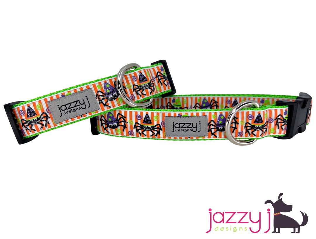 Striped Glitter Dancing Spiders Halloween Dog Collar - Etsy