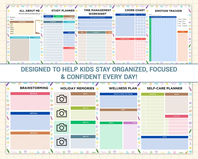 ADHD Kids Planner 2026 Printable, Executive Function Workbook, Focus ...