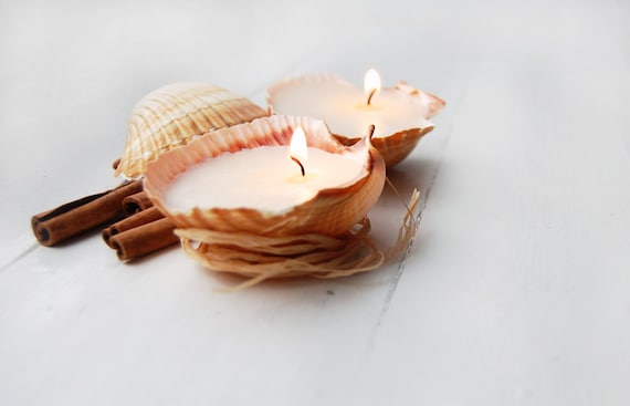 Scented Handmade Seashell Candles Set of Two Christmas Gift | Etsy