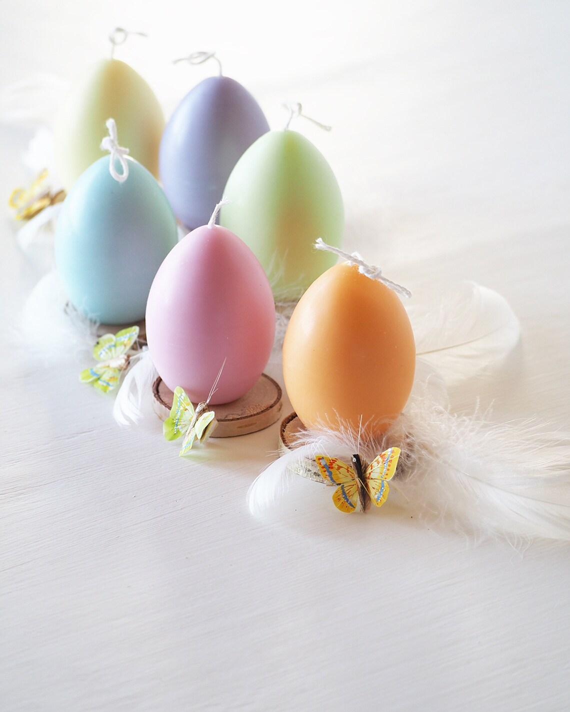 Easter Egg Candles Set of Six Pastel Colors Easter Table - Etsy