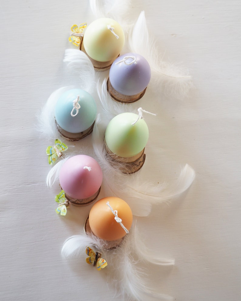 Easter Egg Candles Set of Six Pastel Colors Easter Table - Etsy