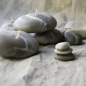 Pebble Candles, Stone Candles Set of 4, Hygge Home Decor, Rocks Candle ...