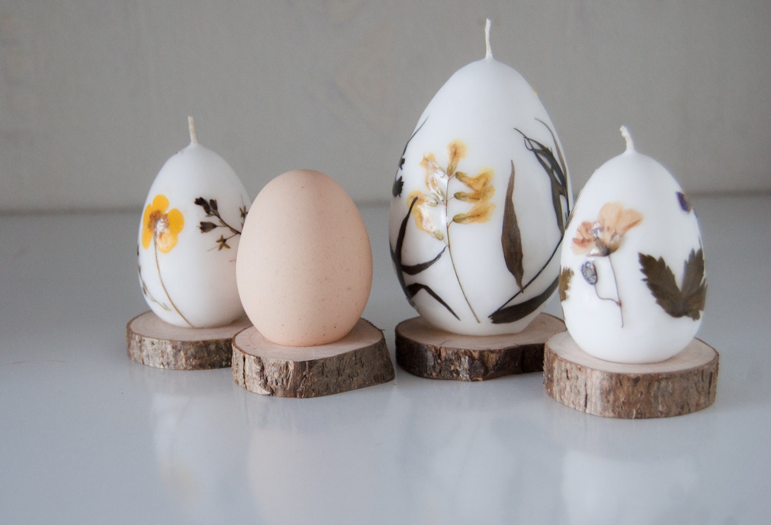 Easter Egg Candle With Real Flowers Natural Pressed Flowers - Etsy