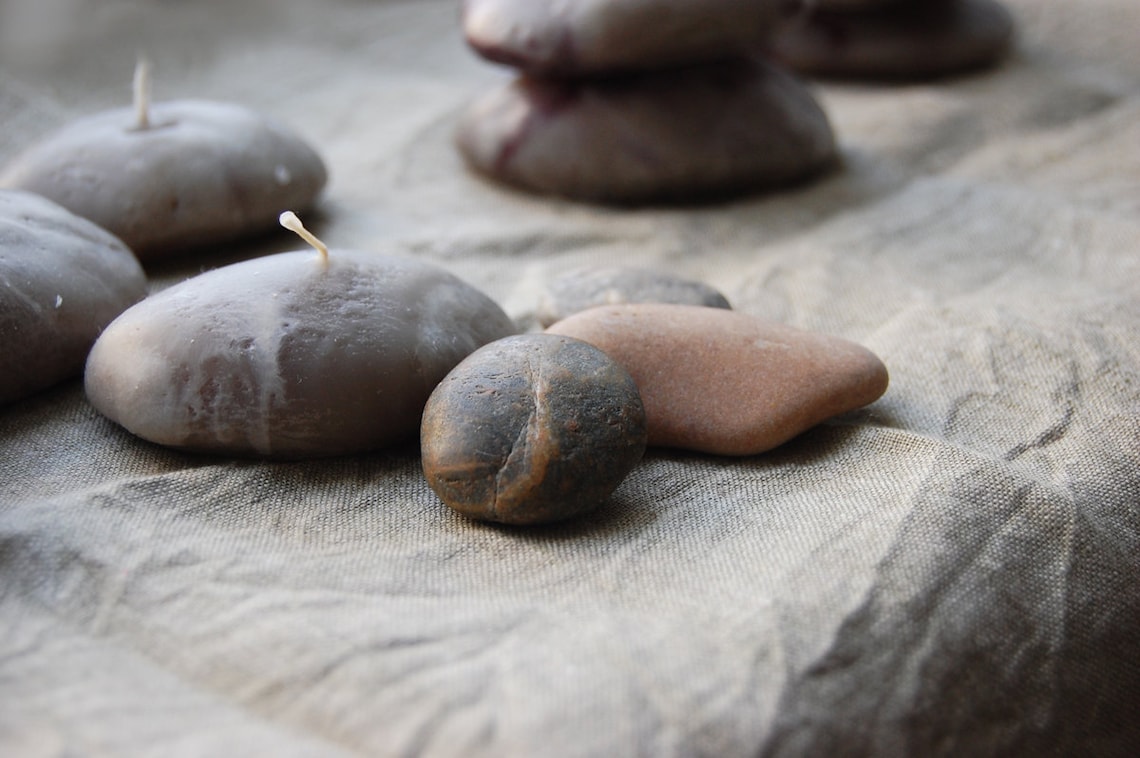 Pebble Candles, Stone Candles Set of 4, Hygge Home Decor, Rocks Candle ...