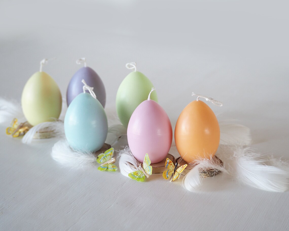 Easter Egg Candles Set of Six Pastel Colors Easter Table - Etsy