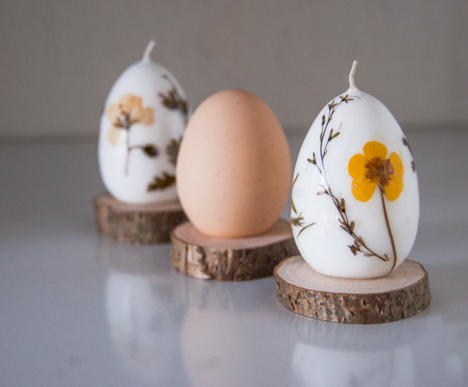 Easter Egg Candle With Real Flowers Natural Pressed Flowers - Etsy
