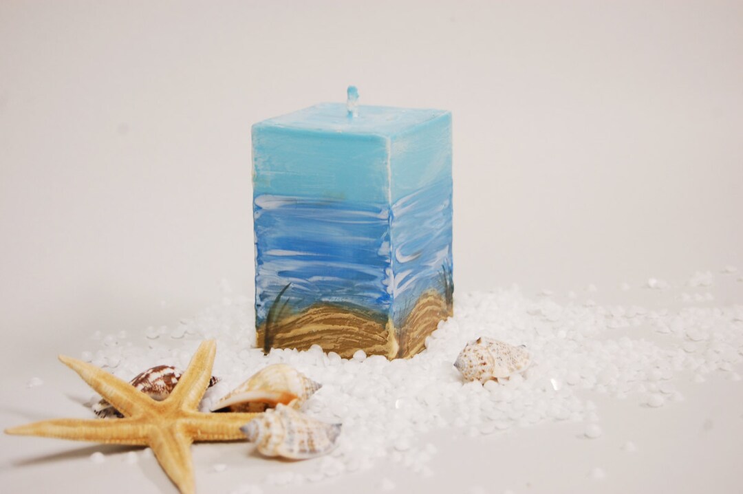 Hand Painted Marine Candle Cube – Beach Cottage Decor - Etsy