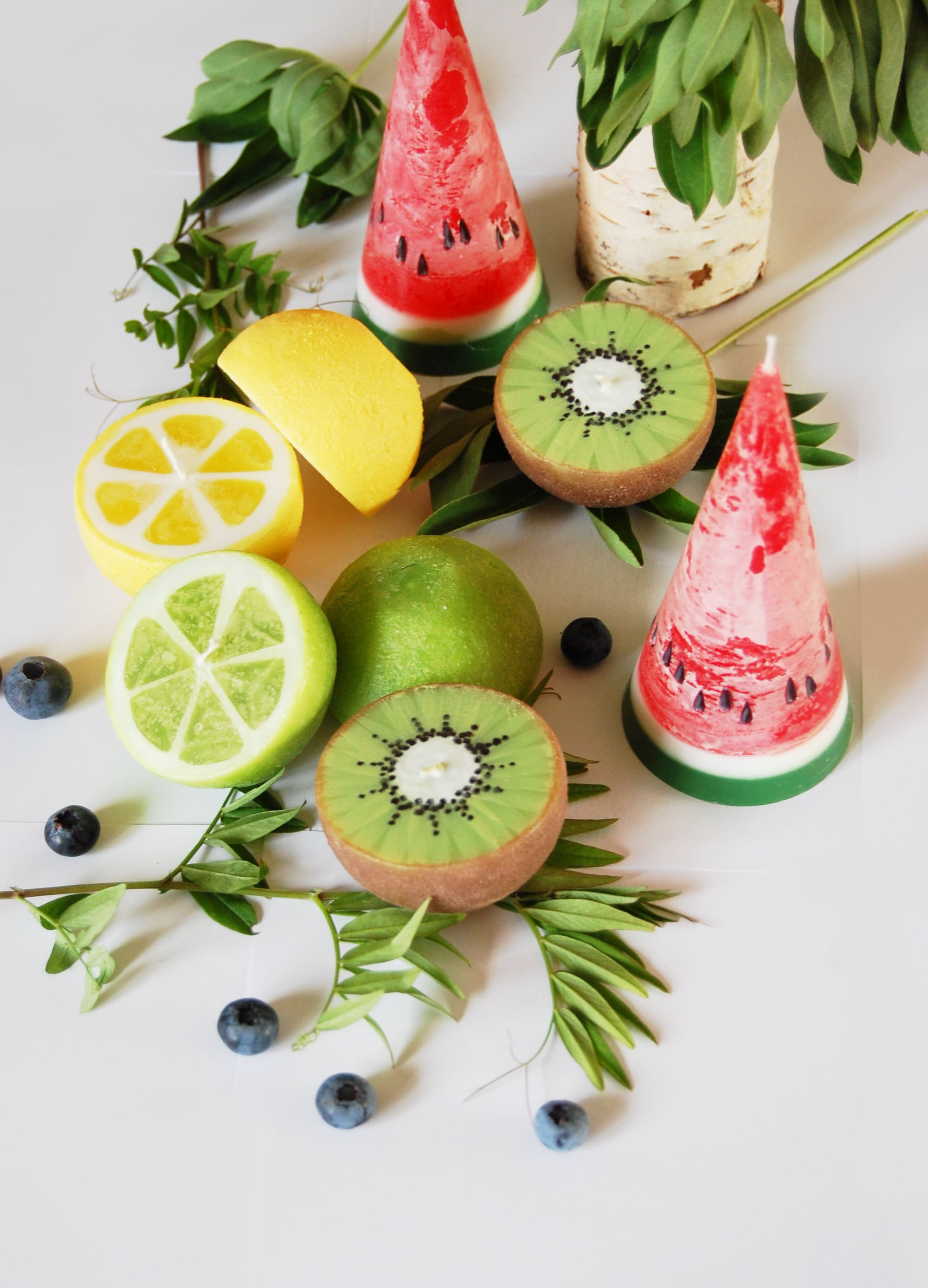 Fruit Candles Watermelons Kiwi Lime and Lemon Tropical | Etsy