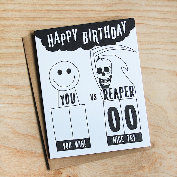Grim Reaper Birthday Card - Etsy