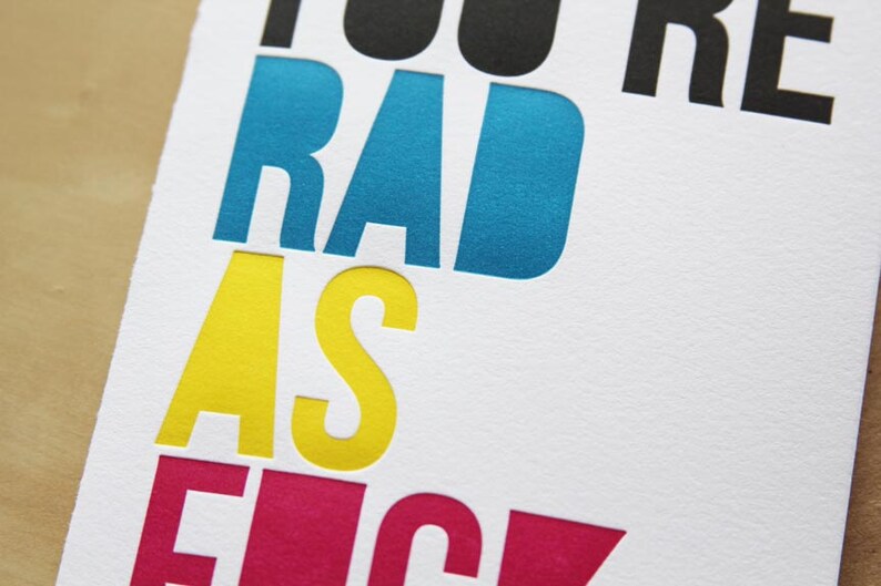 You're Rad as F%ck, Letterpress Card - Etsy