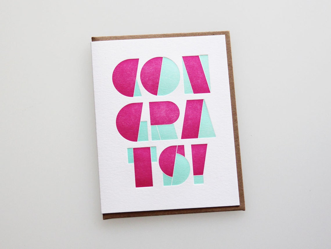 Modern Congrats Letterpress Greeting Card - Etsy