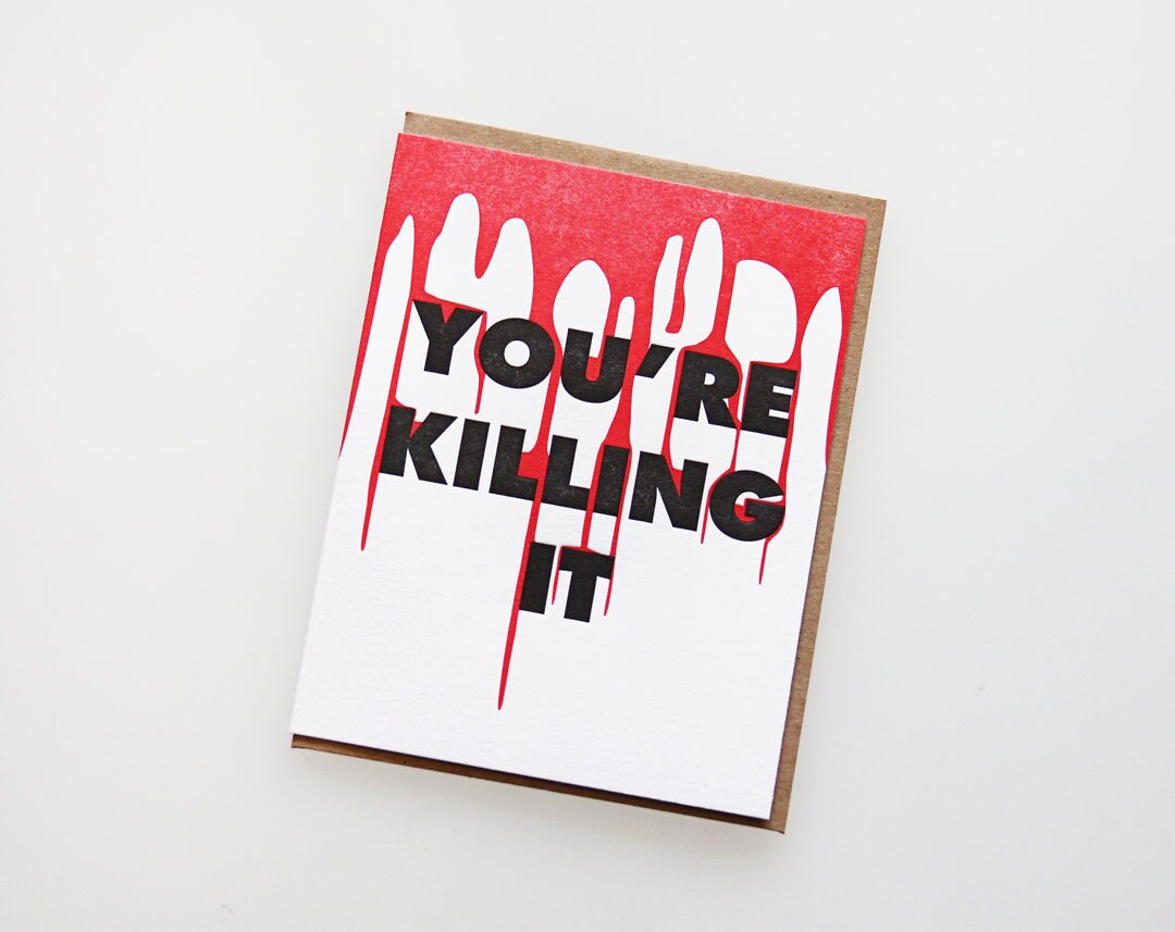 You're Killing It, Horror Themed Congratulations Card - Etsy