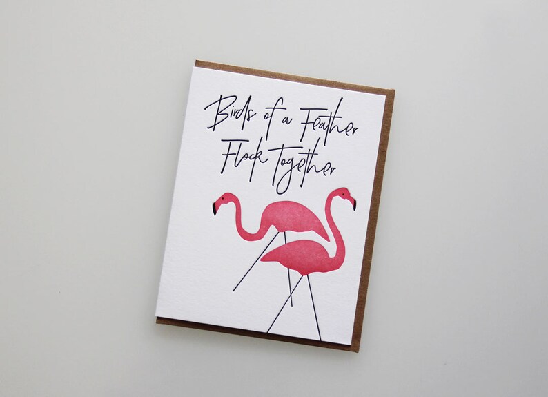 Birds of a Feather Flock Together, Letterpress Greeting Card - Etsy
