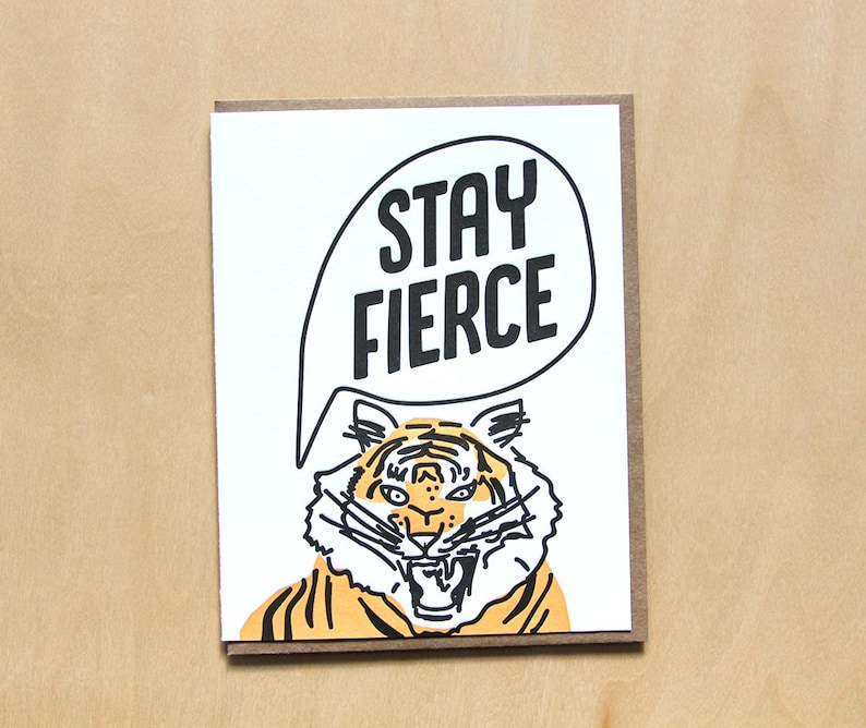 Stay Fierce, Letterpress Encouragement Greeting Card - Etsy