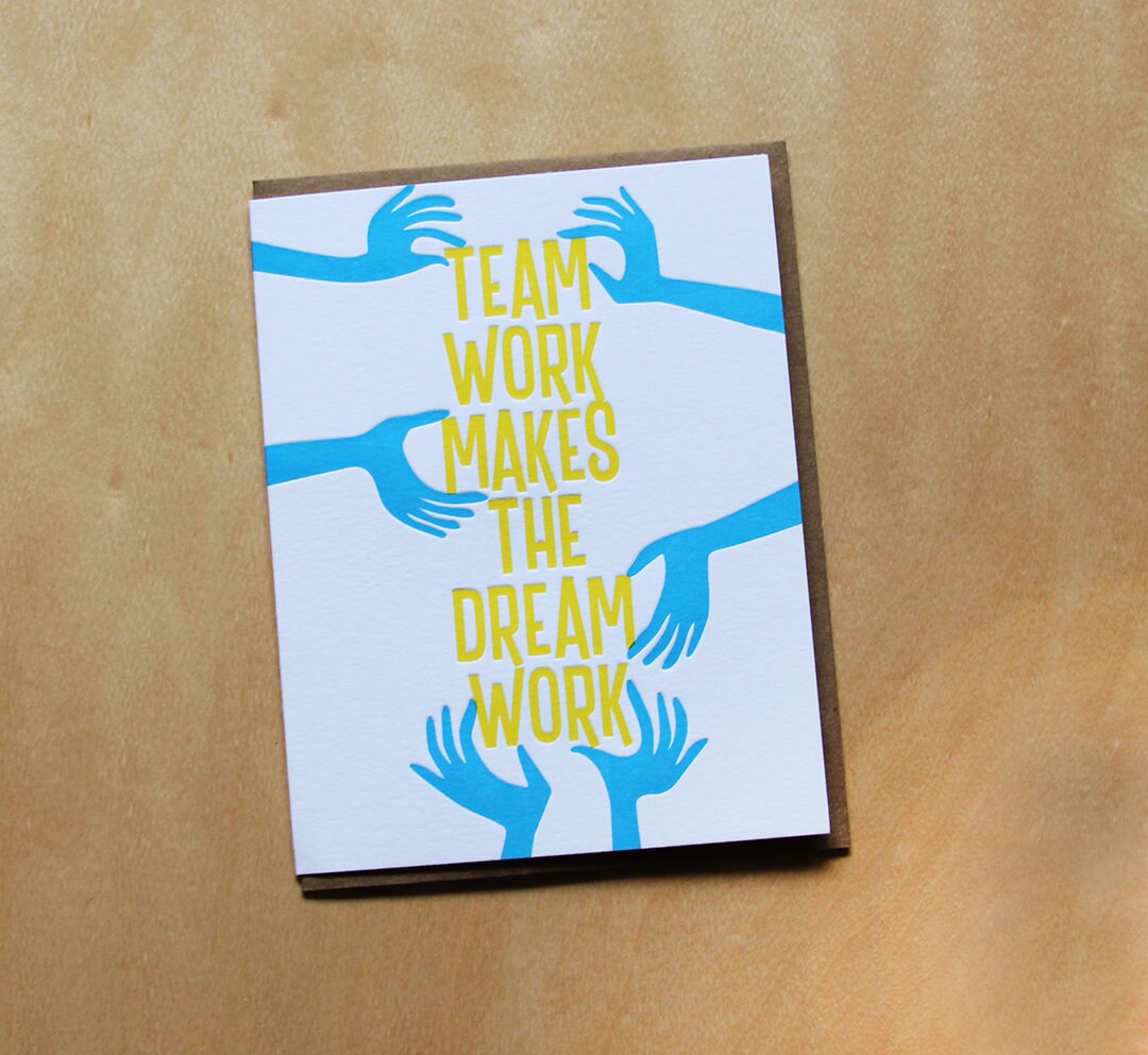 Teamwork Makes the Dream Work, Letterpress Greeting Card - Etsy