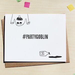 Letterpress Birthday Card, Hashtag Party Goblin - Etsy