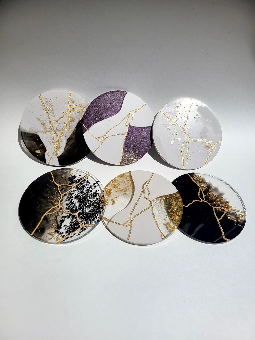 Kintsugi Coasters - Japanese Style Coasters Set - Epoxy Resin Coasters ...