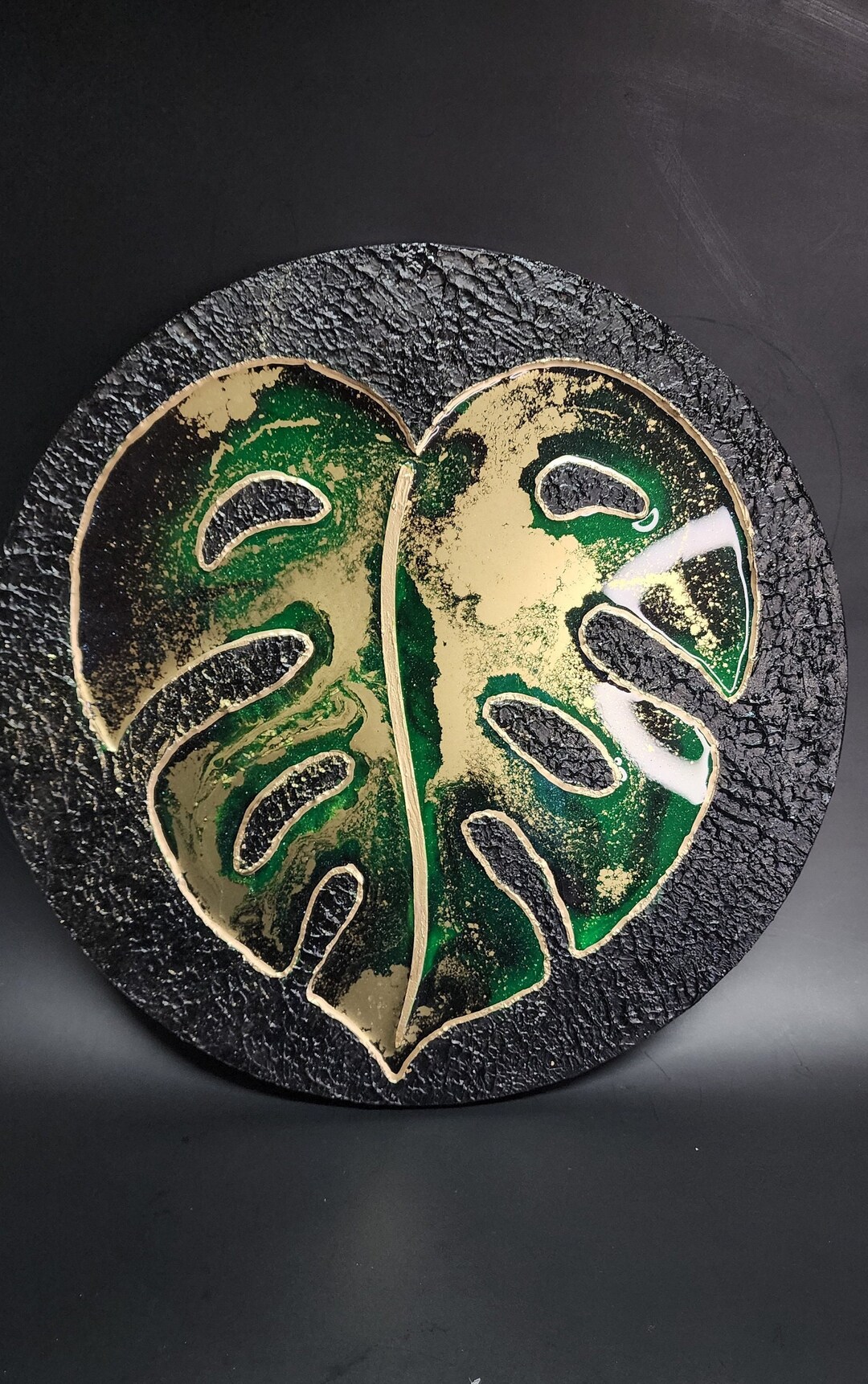 Monstera Texture Wall Art - Texture Epoxy Resin Painting Wall Art ...