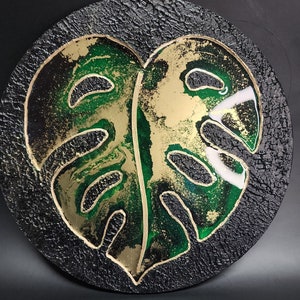 Monstera Texture Wall Art - Texture Epoxy Resin Painting Wall Art ...