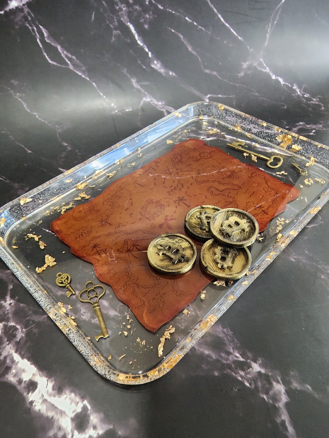 Treasure Map Tray - Pirate Map Epoxy Resin Tray - Treasure Map for Kids ...