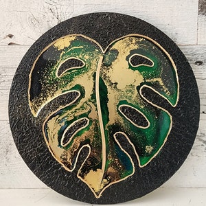 Monstera Texture Wall Art - Texture Epoxy Resin Painting Wall Art ...