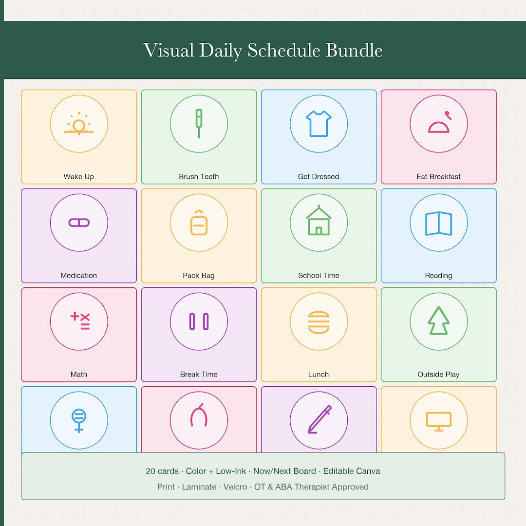 Visual Schedule for Autism Daily Routine Cards, ADHD Kids Schedule ...