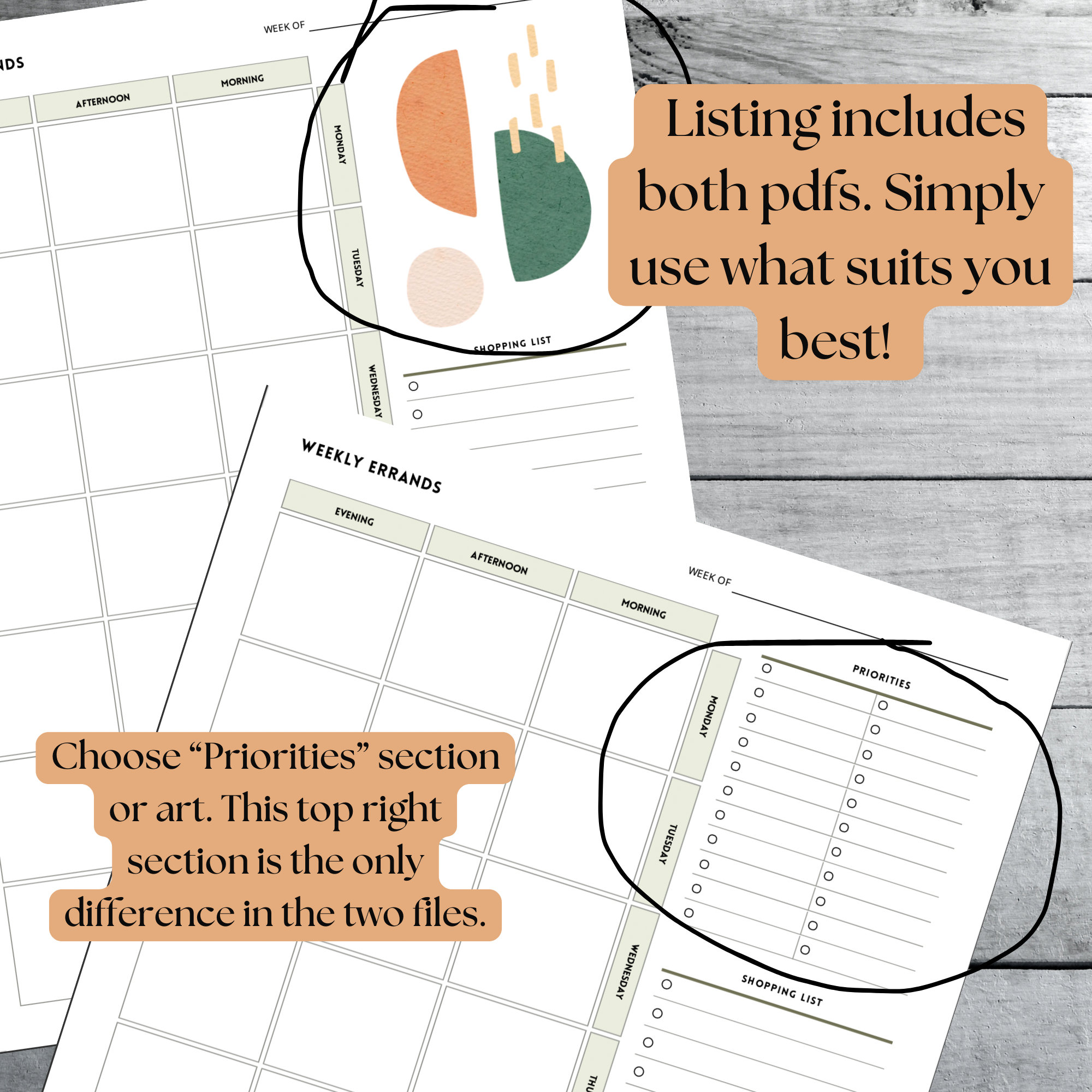 Weekly Errand Planner With Shopping List, Notes, Minimalist Errand ...