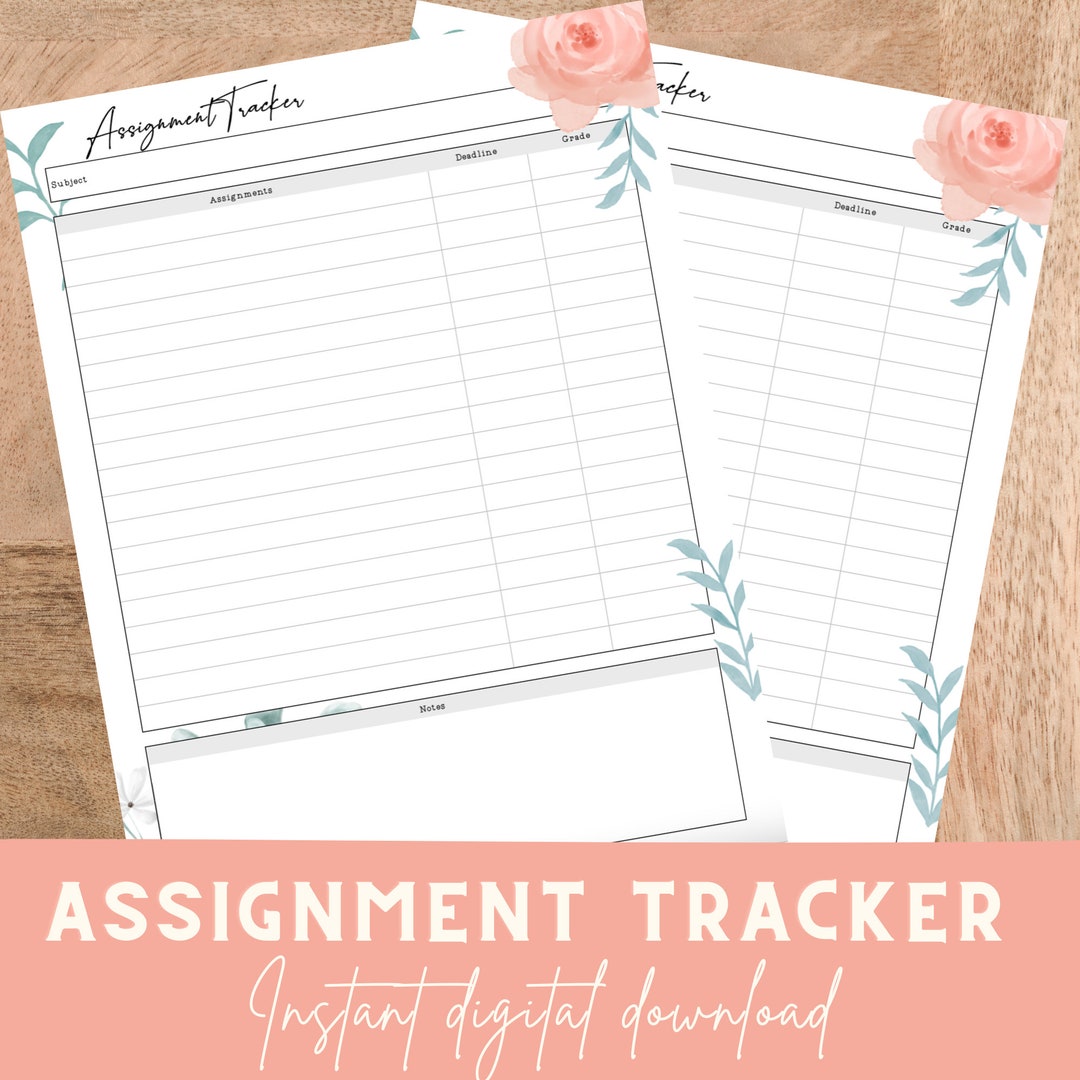 Assignment Tracker for School, Assignment Log, Planner for School ...