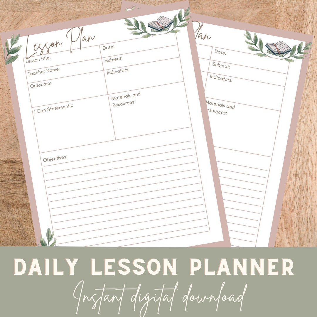 Planner Lesson Daily Planner With Watercolor Greenery Planner Lesson ...