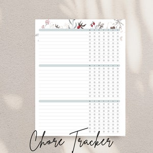 Daily Chore Chart, Habit Tracker, Weekly Chore Chart, Winter Floral ...