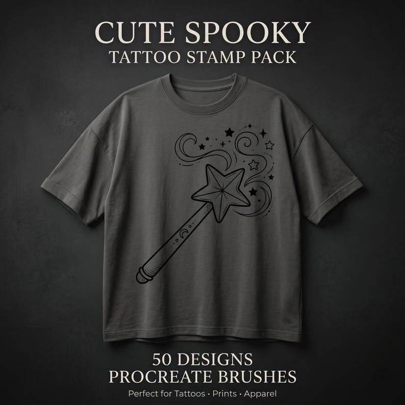 Spooky Tattoo Stamp Pack | 50 Procreate Brushes, Halloween Flash ...